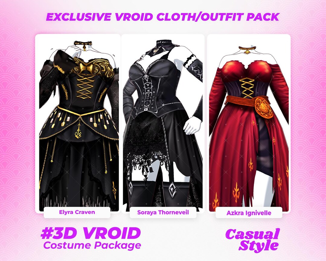 Vroid Clothing Pack | Vroid Black Fantasy Dress Set for Girls | 3D ...