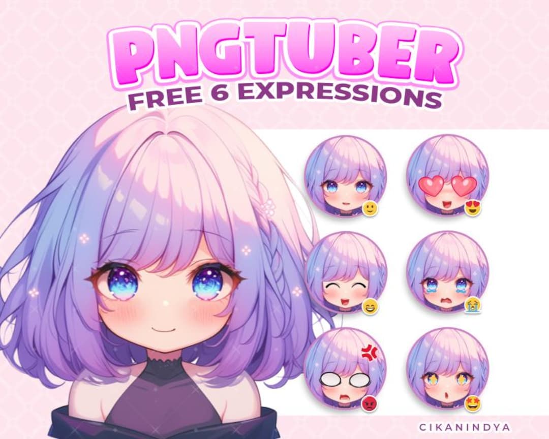 PNG Tuber | Chibi Girl With Sparkling Blue Eyes for Streaming Avatar ...