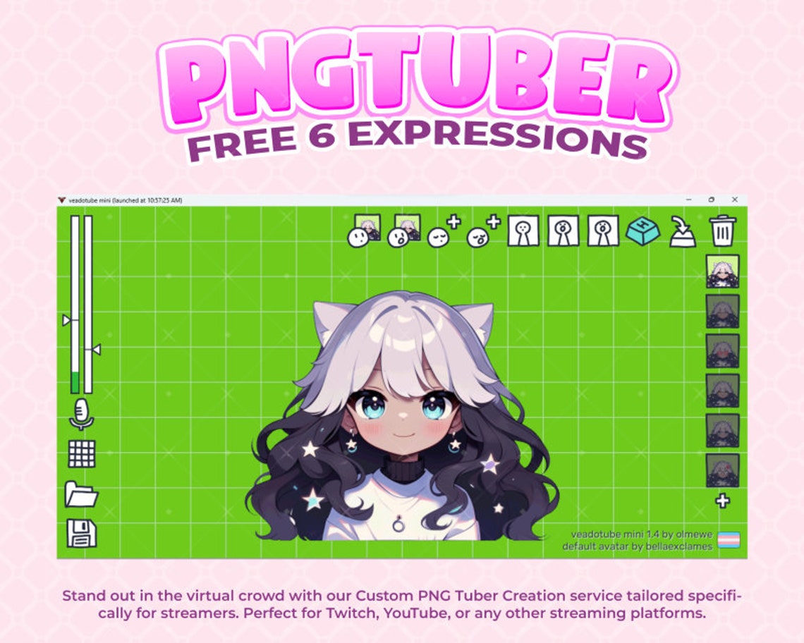 PNG Tuber | Starlit Mystery the Enigmatic Neko | Get 6 Poses | Gif ...