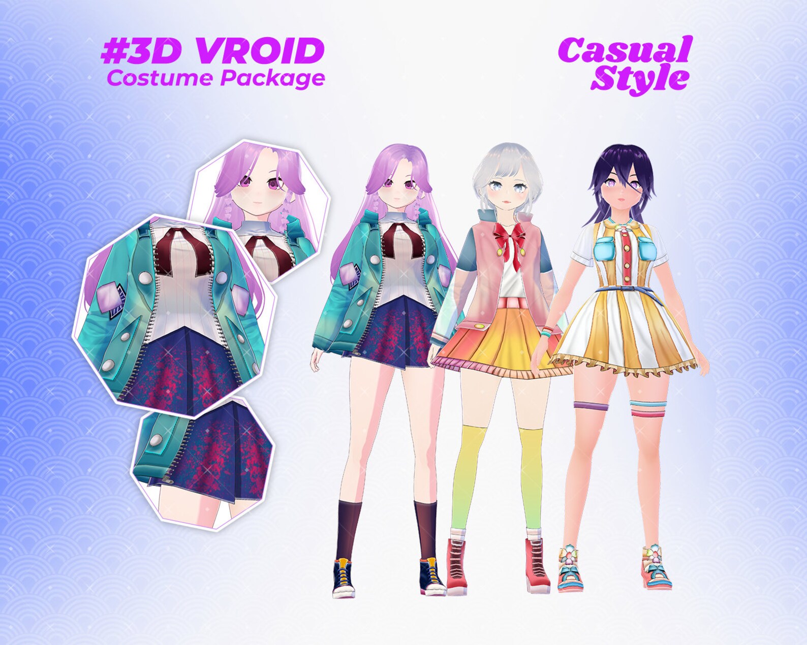 Casual Vogue Kit 3 Piece Fashion Forward Vroid Outfits Vroid Clothing ...