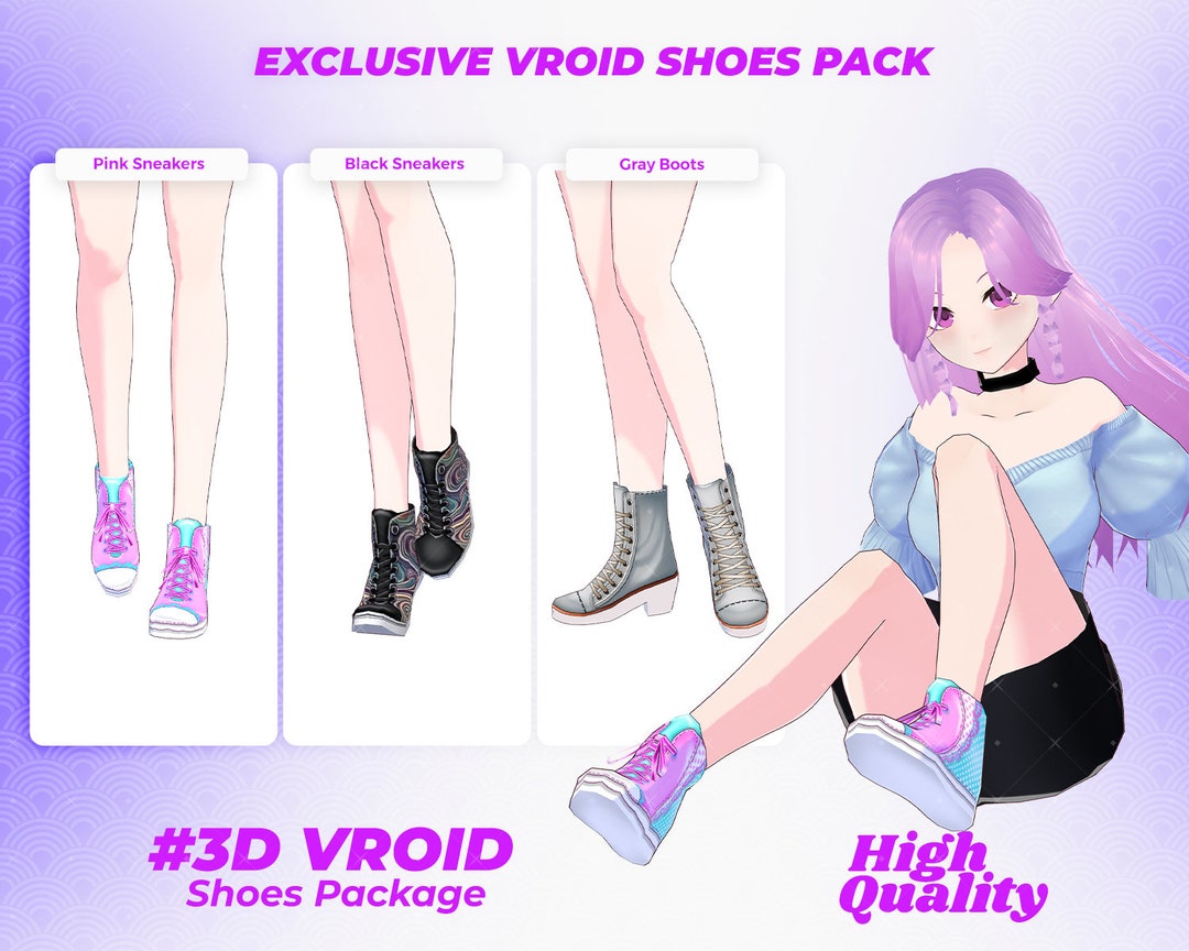 3D Vroid Shoes Pack: Virtual Avatar Fashion - Etsy