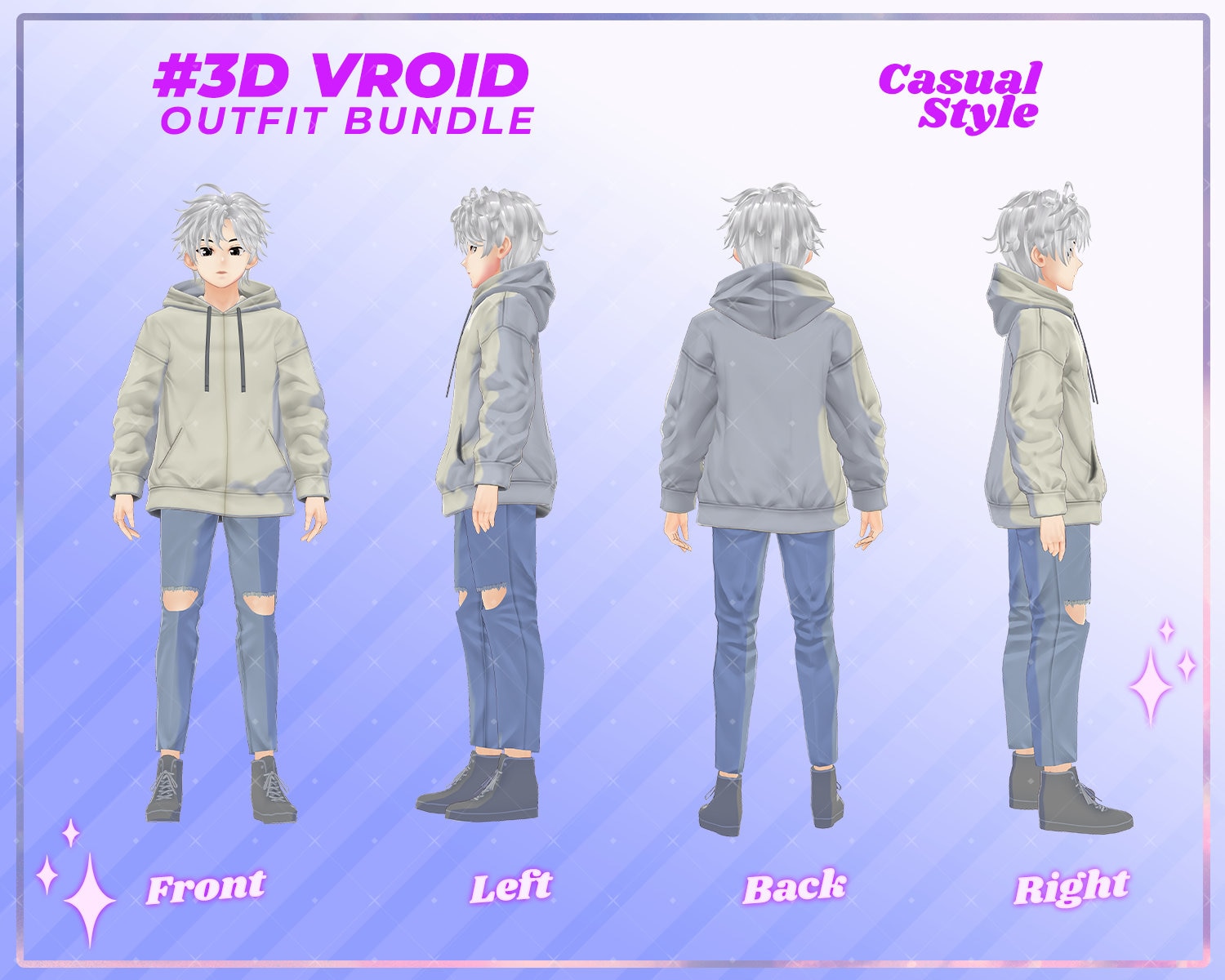 Vroid Casual Wardrobe Bundle 3 Outfits Male Vroid Clothing - Etsy