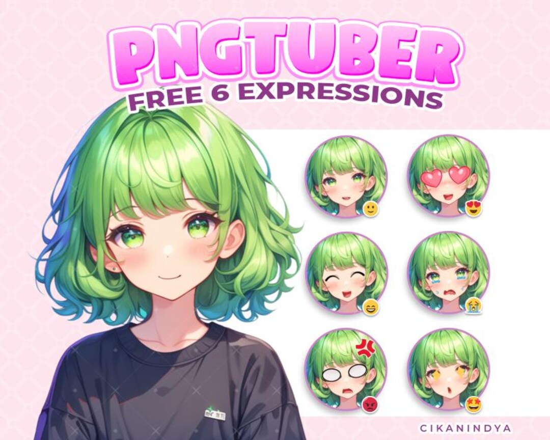 PNG Tuber Cute Kawaii Vtuber Girl for Stream Get 6 Poses Chibi Cute ...