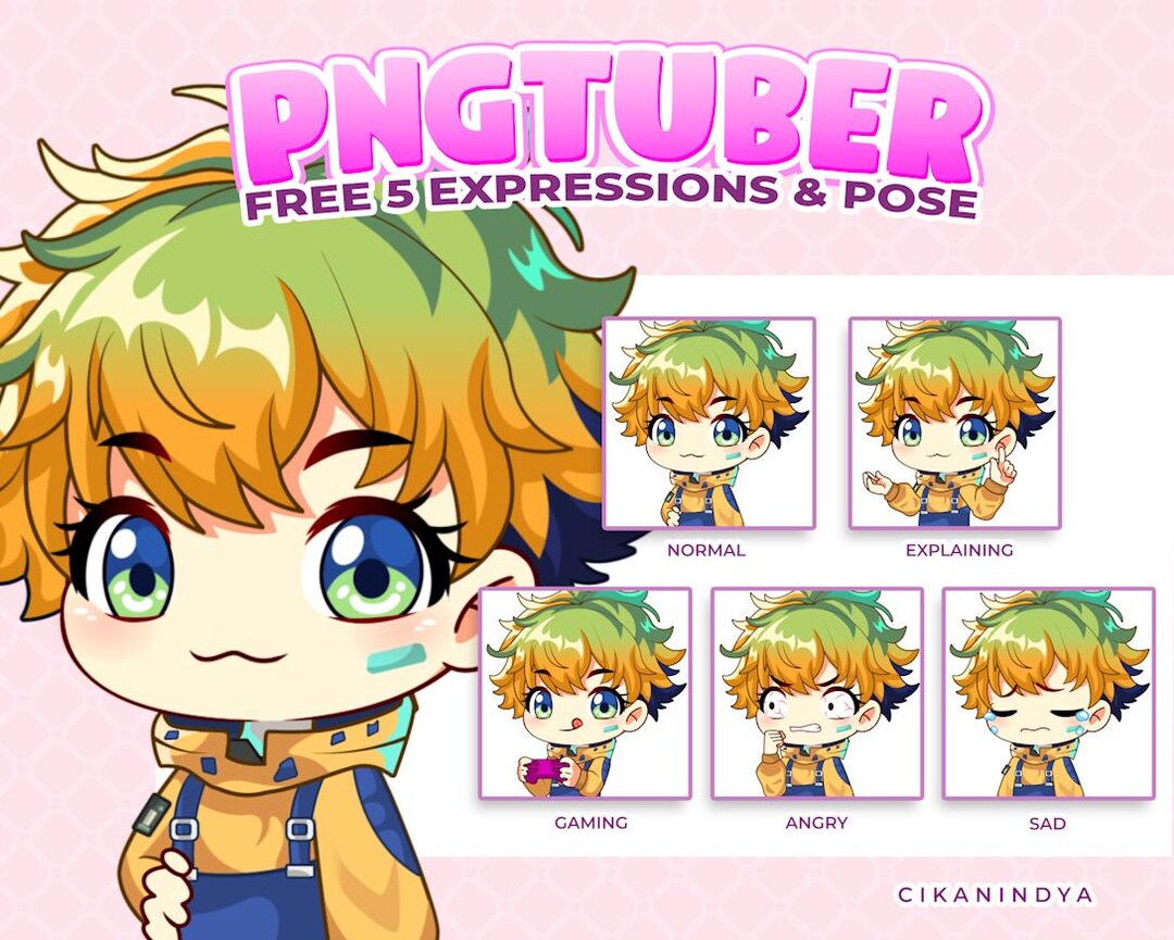 Vibrant Male Pngtuber – Chibi Character With Bright Colors - Etsy
