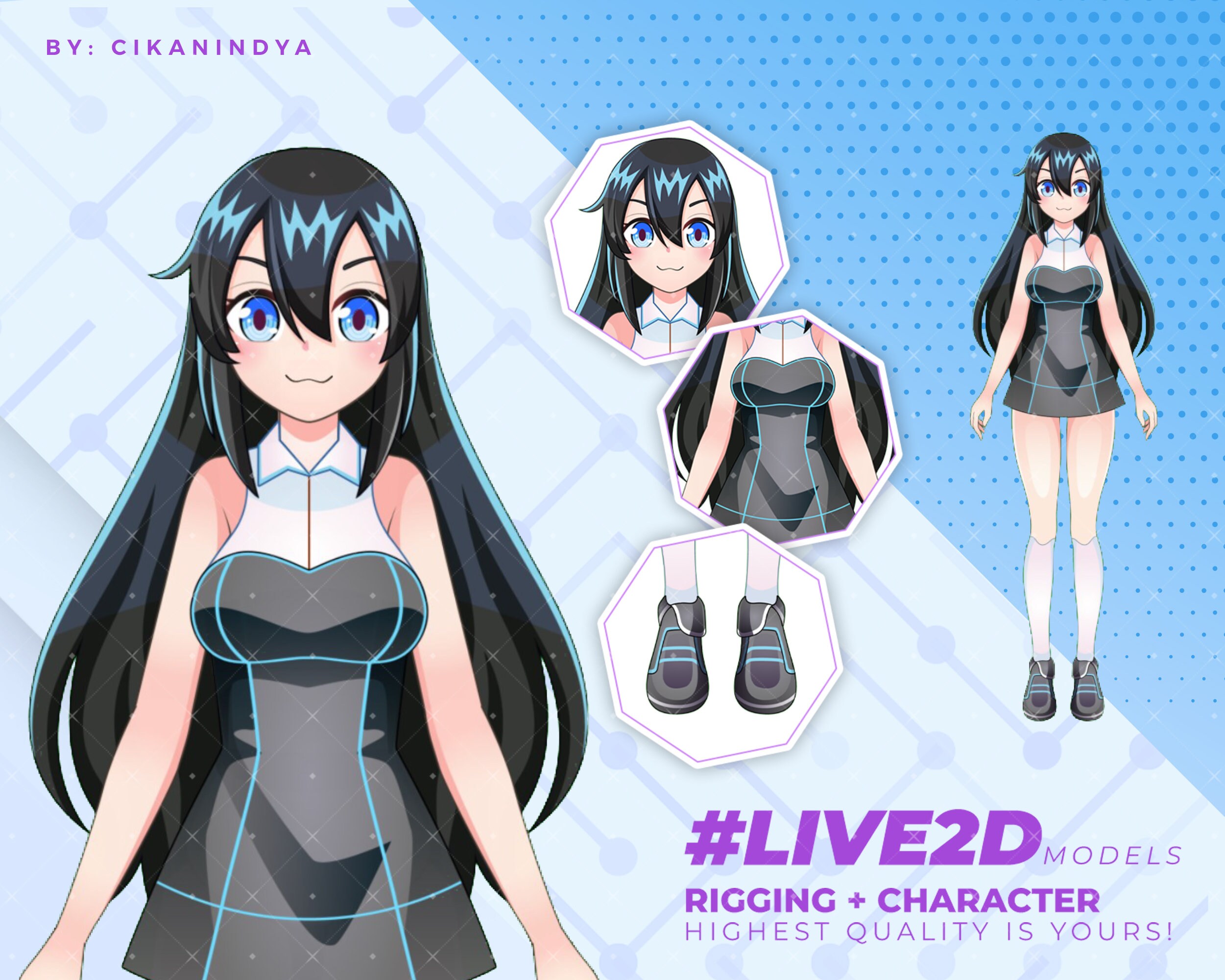 Gothic Anime Girl Vtuber Model: Live2d With Rigging & Motions - Etsy Canada
