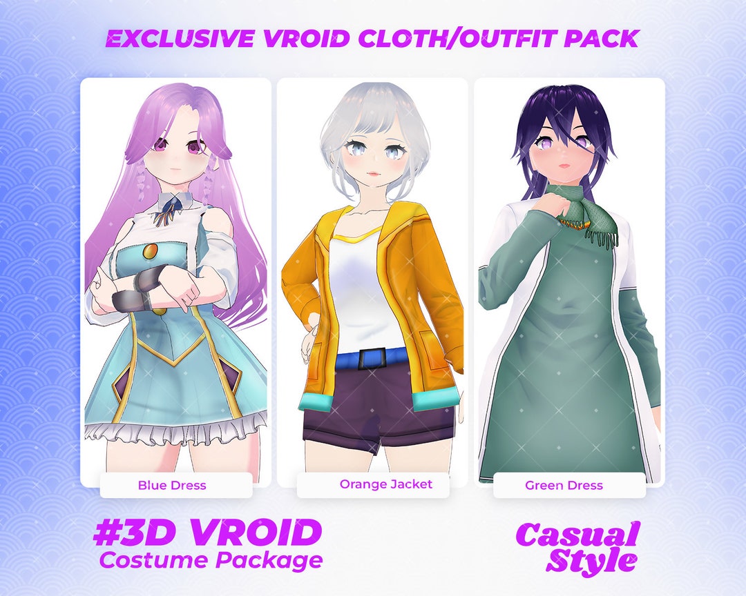 Vroid Outfit Set: 3 Casual Styles - Vroid Apparel (.vroidcustomitem ...