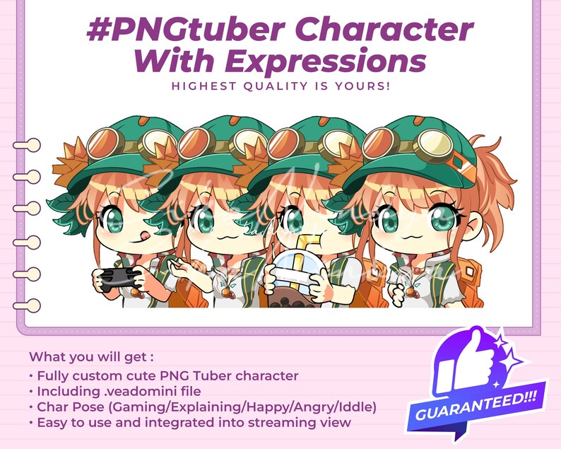 Premade Boba PNG Tuber Girl Avatar: 4 Poses, .veadomini File - Etsy