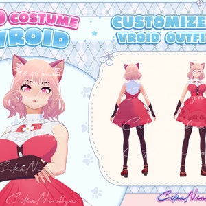 3D Vroid Costume Cute Red Dress for Stunning Character Creations ...