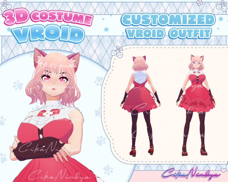 3D Vroid Costume Cute Red Dress for Stunning Character - Etsy