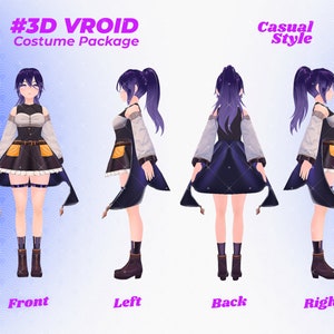 Modern Virtual Casual Girl Fashion Pack - Vroid Clothing Pack, Kawaii ...