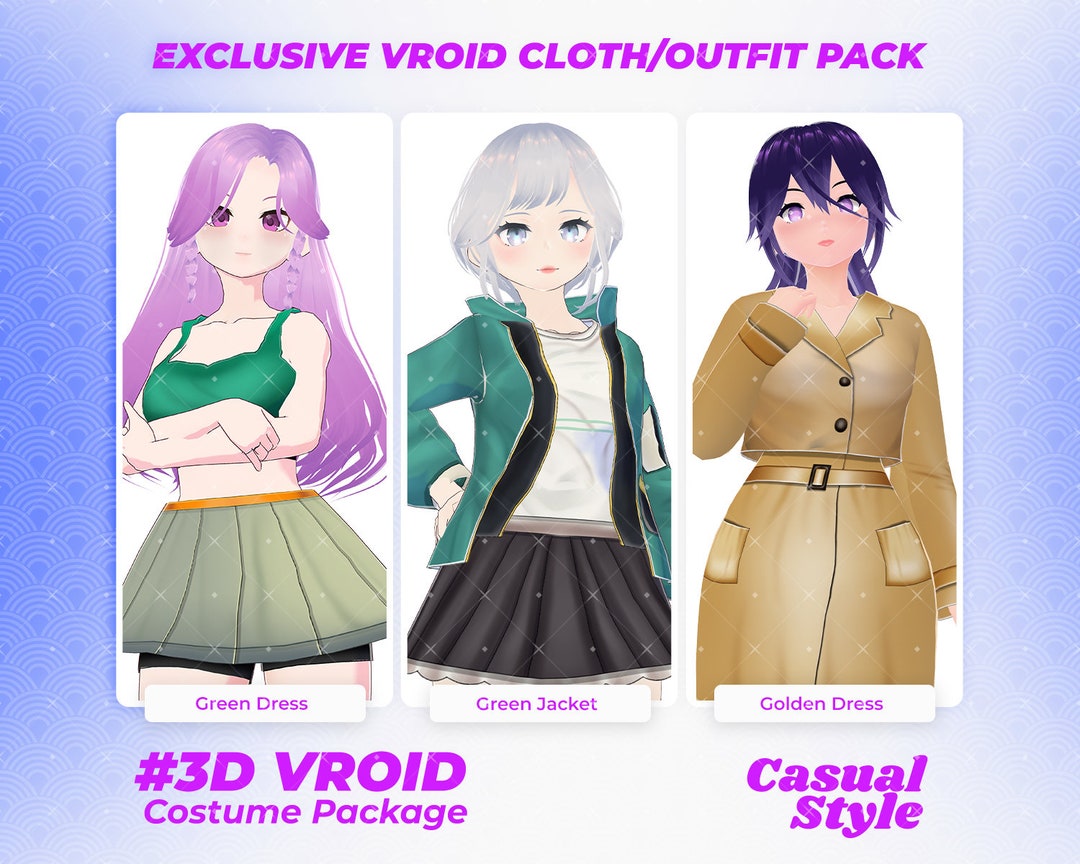 Vroid Clothing Pack, Classic Casual, Vroid Girl, Virtual Stream ...
