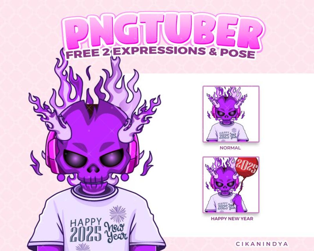 Bold Custom Pngtuber – Vibrant Skeleton for 2025 Streams - Etsy