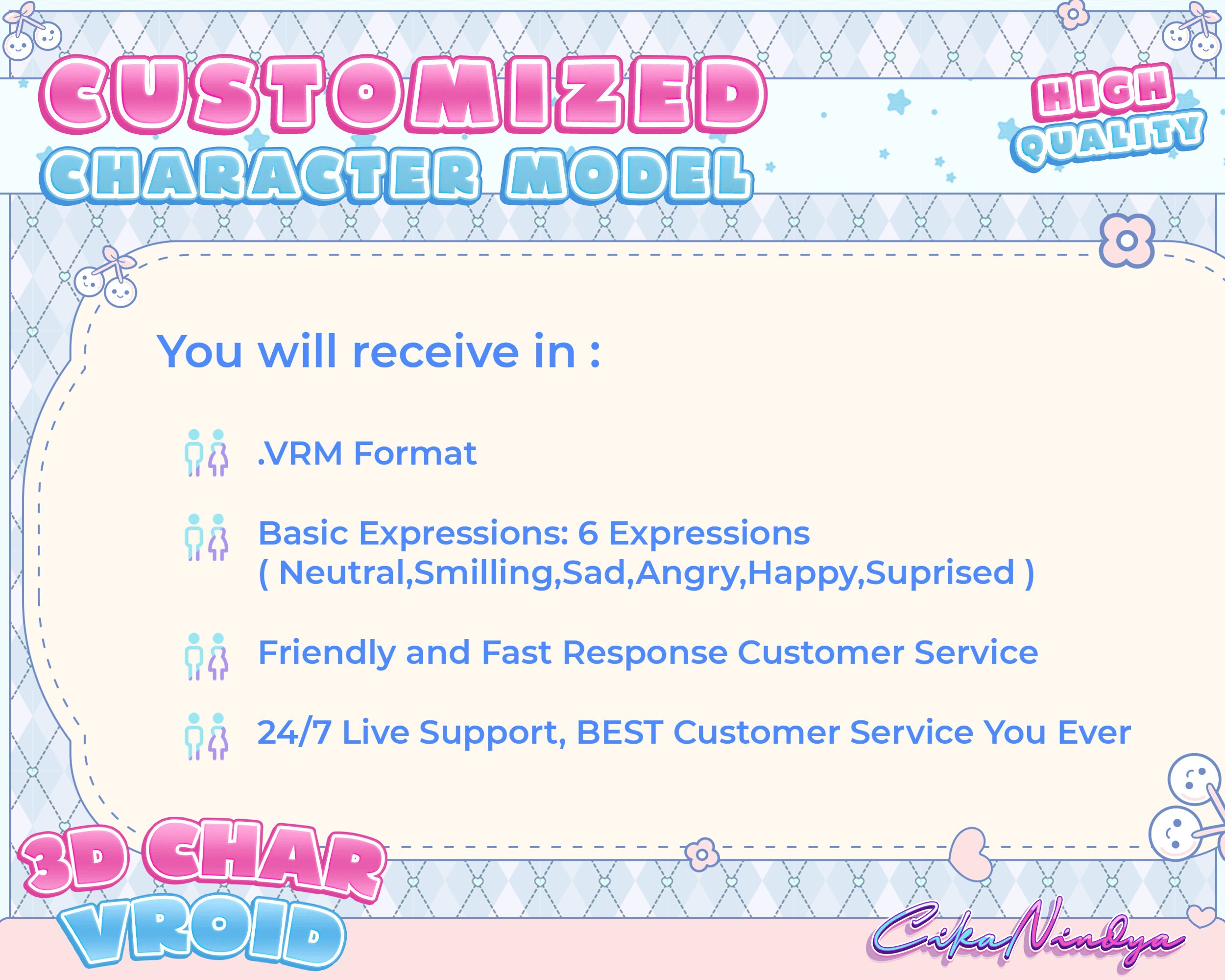 3D Vroid Character Vtuber Model Free Virtual Streamer - Etsy
