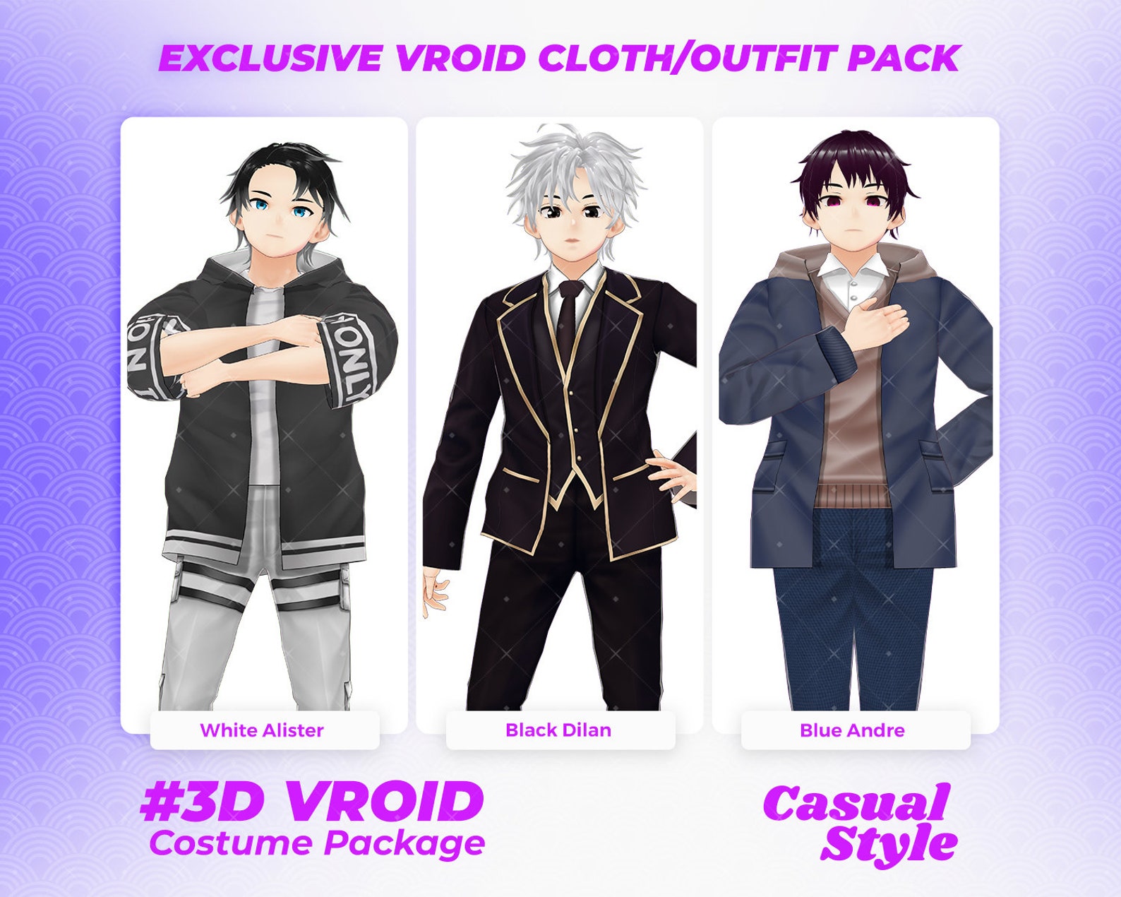 Vroid Male Outfit Pack: Sleek Casual Styles (.vroidcustomitem) - Etsy