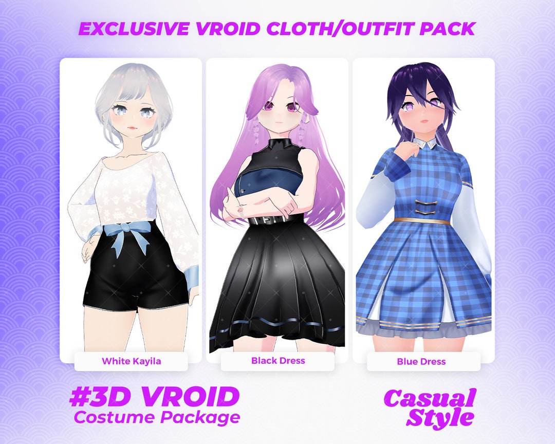 Stylish Vroid Glam Outfits Ready for Virtual Streamers - Vroid Clothing ...