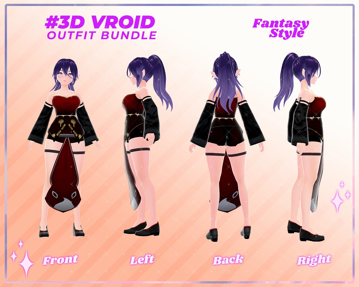 3-in-1 Vroid Fantasy Clothing Bundle Costume Set Vroid - Etsy