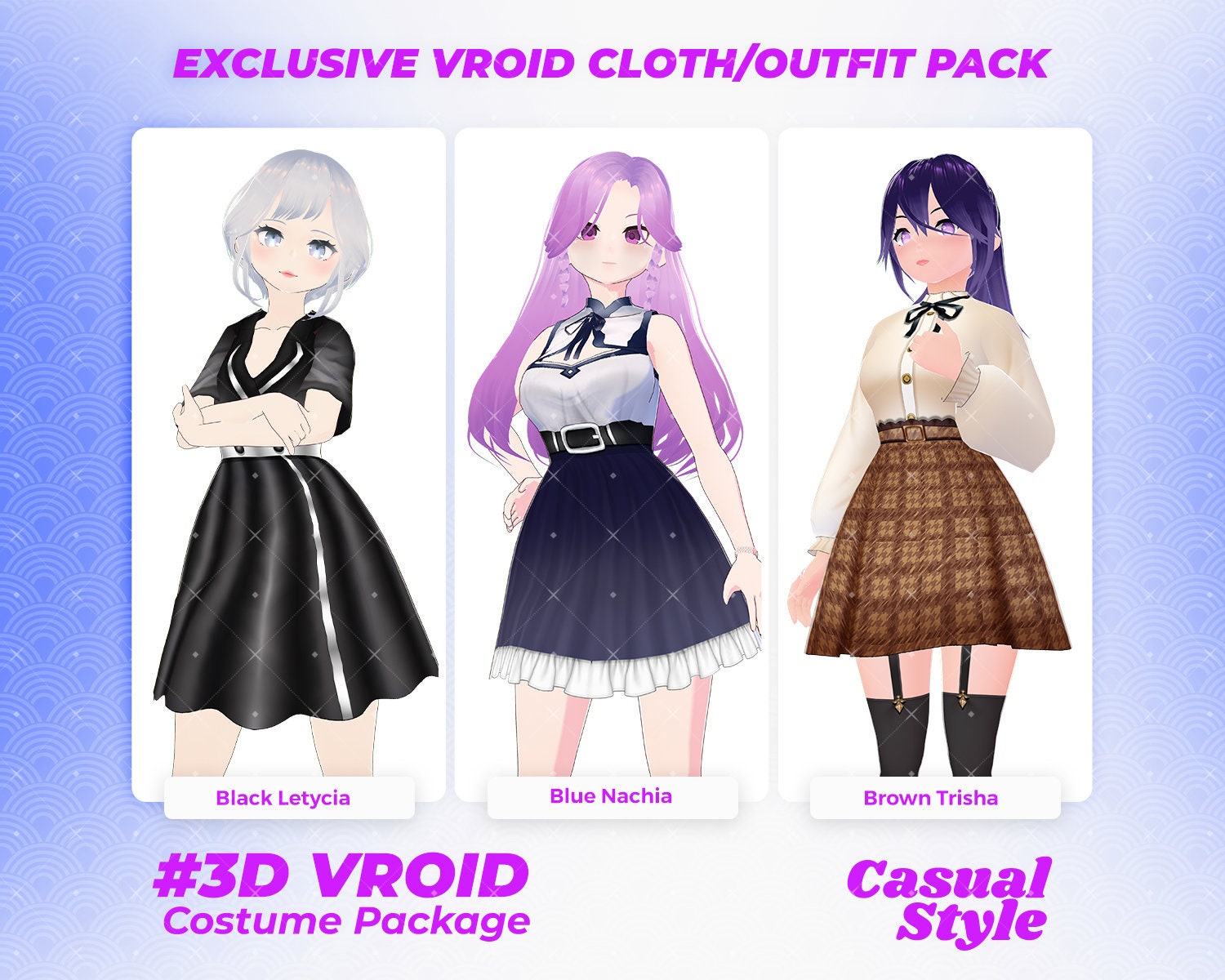 Sleek Casuals for Vroid 3D Outfit Collection for Stylish - Etsy