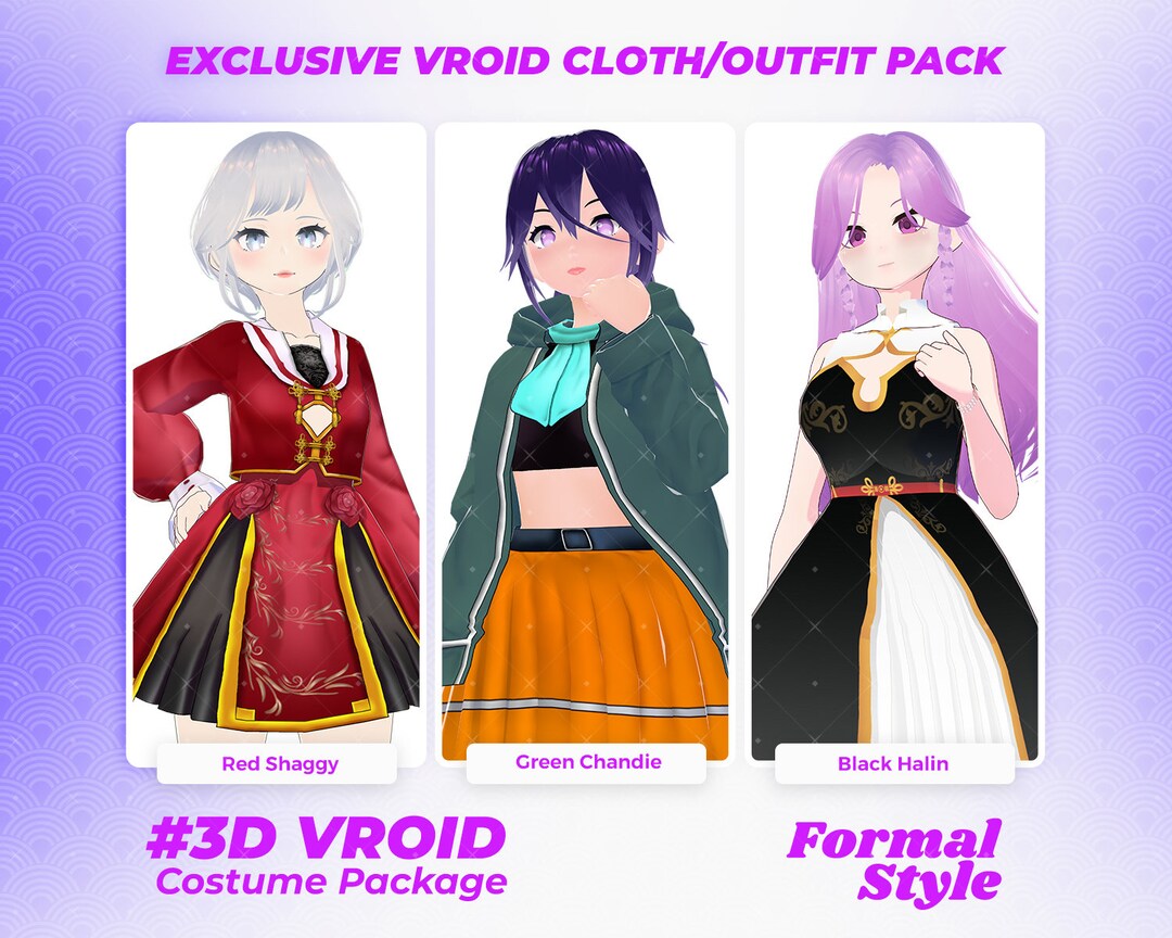 Vroid Clothing Pack, Formal Attire, 3D Avatar, Vroid Assets, Gown Set ...