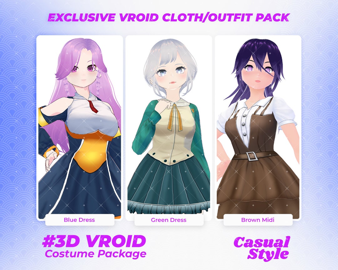 Stylish Avatar Casual Outfits Collection - Vroid Clothing Pack, Girl ...