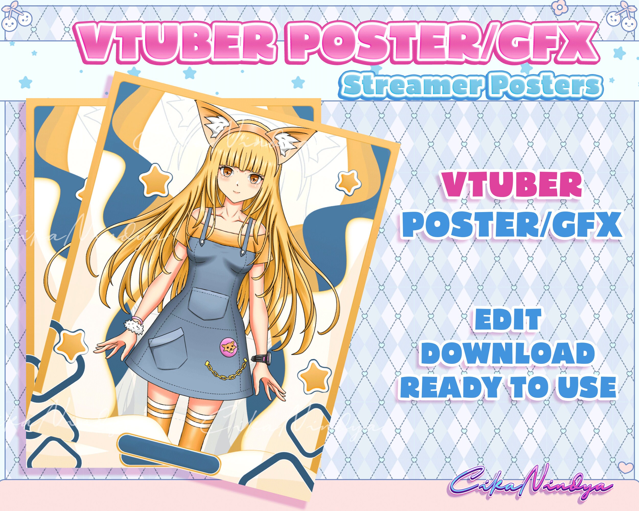 Vtuber Poster for Streamer's Social Media Vtuber Poster - Etsy