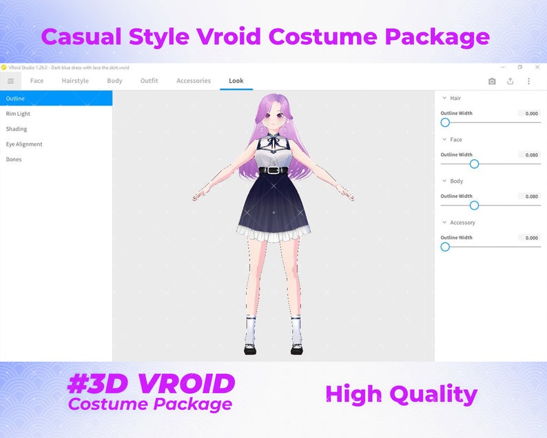 Sleek Casuals for Vroid 3D Outfit Collection for Stylish - Etsy