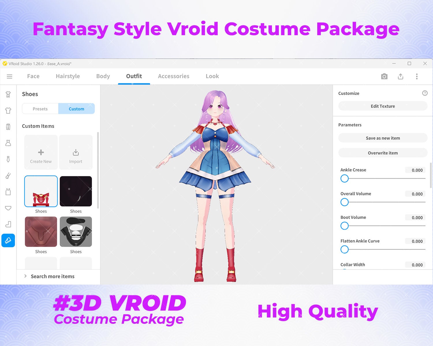 Fantasy Girl 3D Outfit Collection for Vroid Versatile 3-piece Set Vroid ...