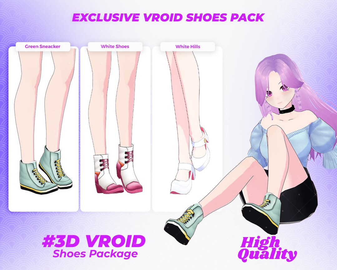 3D Vroid Shoes Pack: Streamer Avatar Footwear Collection - Etsy