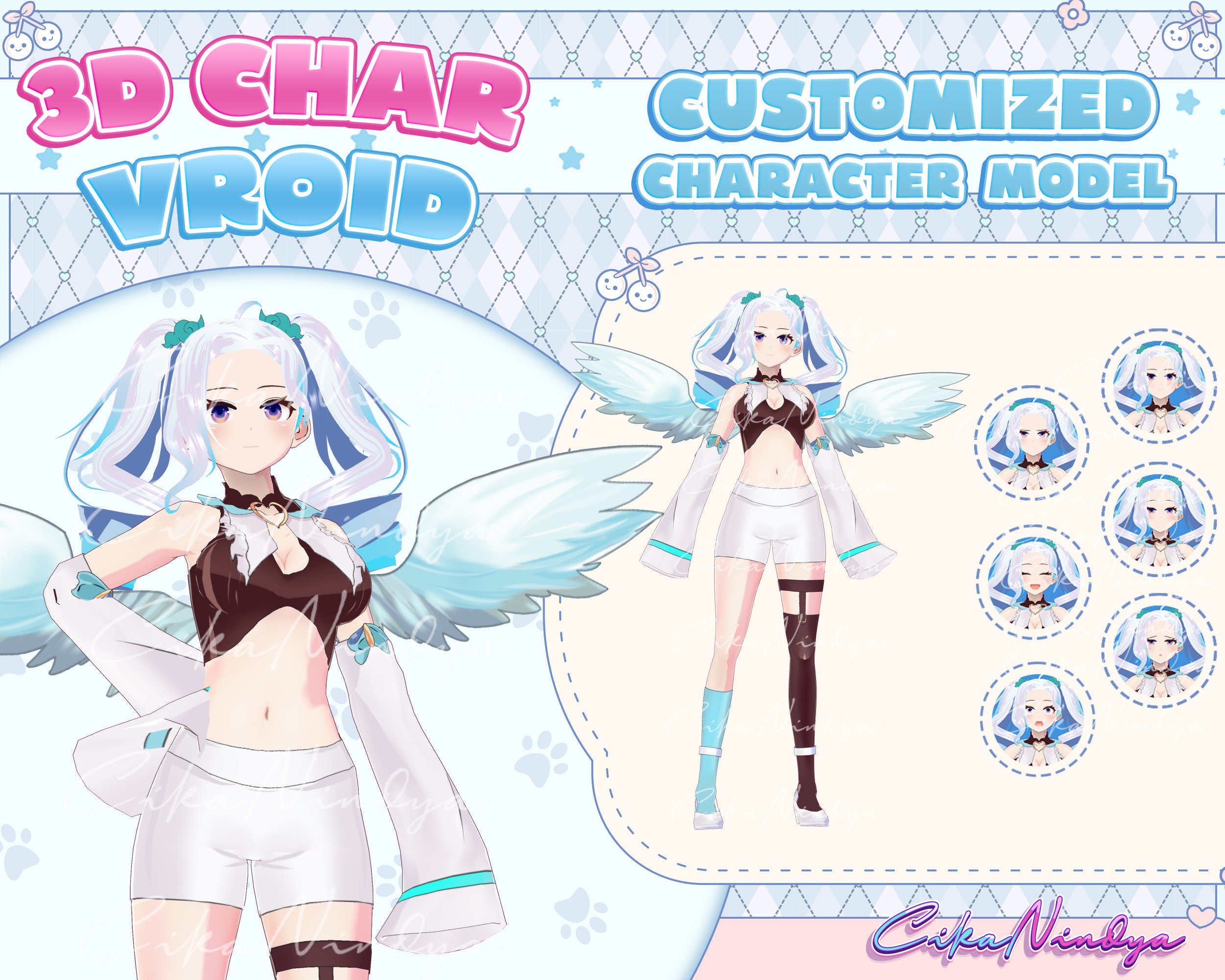 3D Vroid Character Vtuber Model Free 3d Model Vtuber Model - Etsy