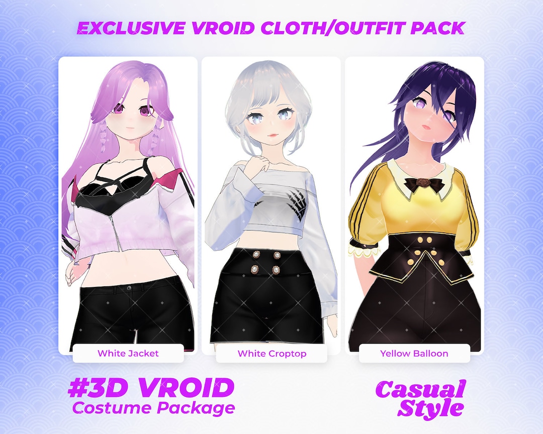 Casual Modern Wardrobe for Streaming Girl Avatars - Vroid Clothing Pack ...