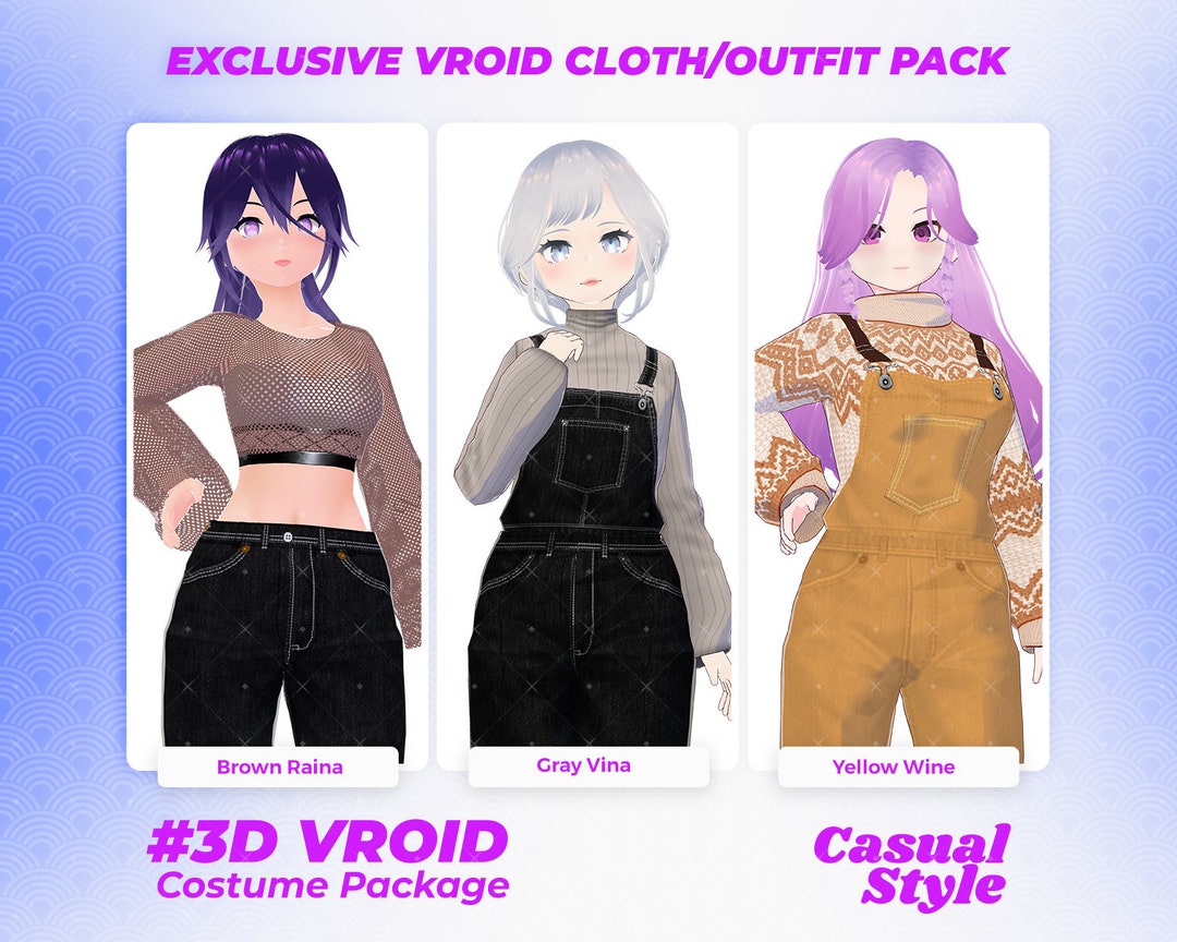 Vtuber Outfit Bundle: Casual Elegance Vroid Clothing (.vroidcustomitem ...