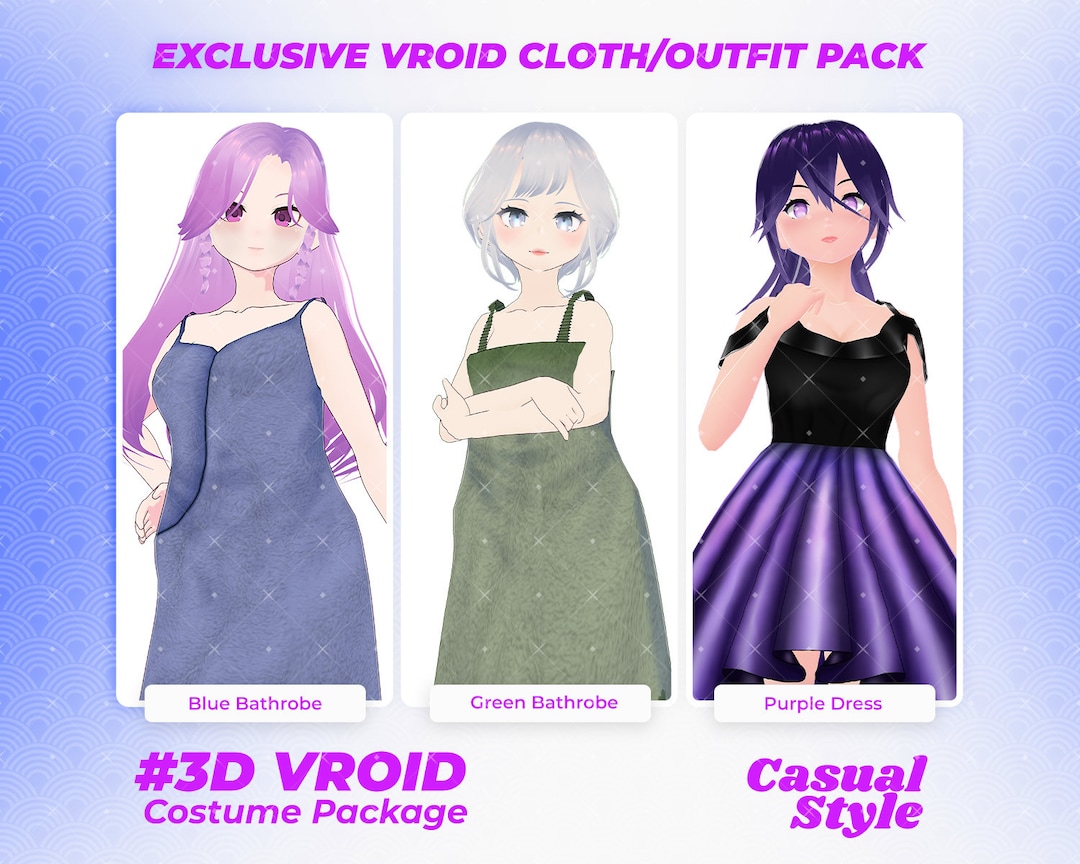 Trendy Virtual Vroid Girls Casual Outfit - Vroid Clothing Pack, Virtual ...