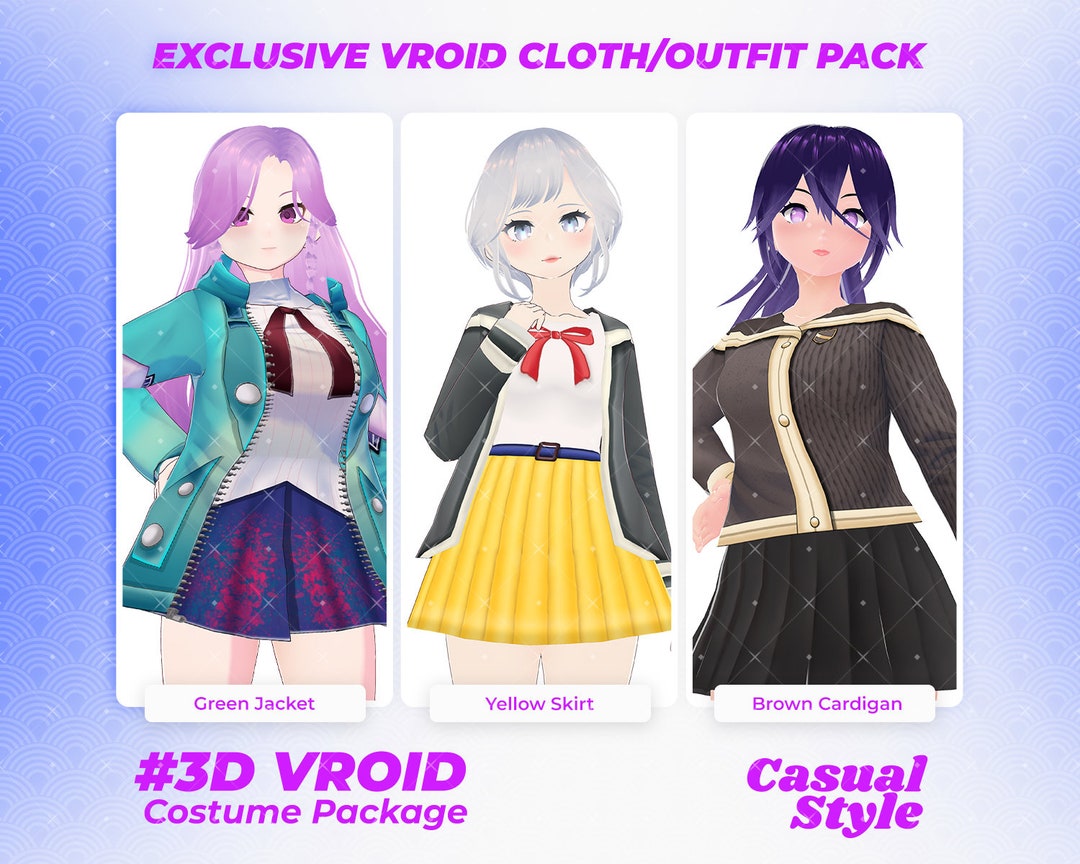 Vroid Clothing Pack, Kawaii Clothes, 3D Vroid, Girl Outfits, Streaming ...