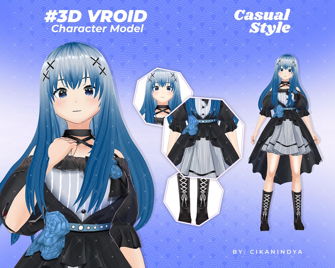 3D Vroid Vtuber Model: Ryunaa, Casual Style .VRM File - Etsy