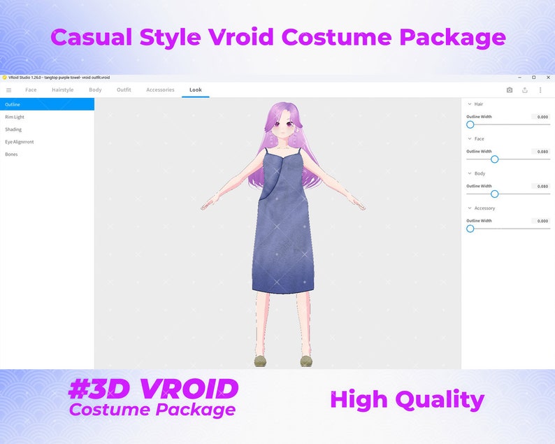 Vroid Outfit Pack: Casual 3D Avatar Clothes (3-in-1) (.vroidcustomitem ...