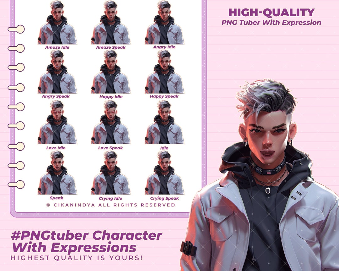 PNG Tuber | PNG Tuber 3D Style Cyberpunk Edge Male Avatar for Streamers ...