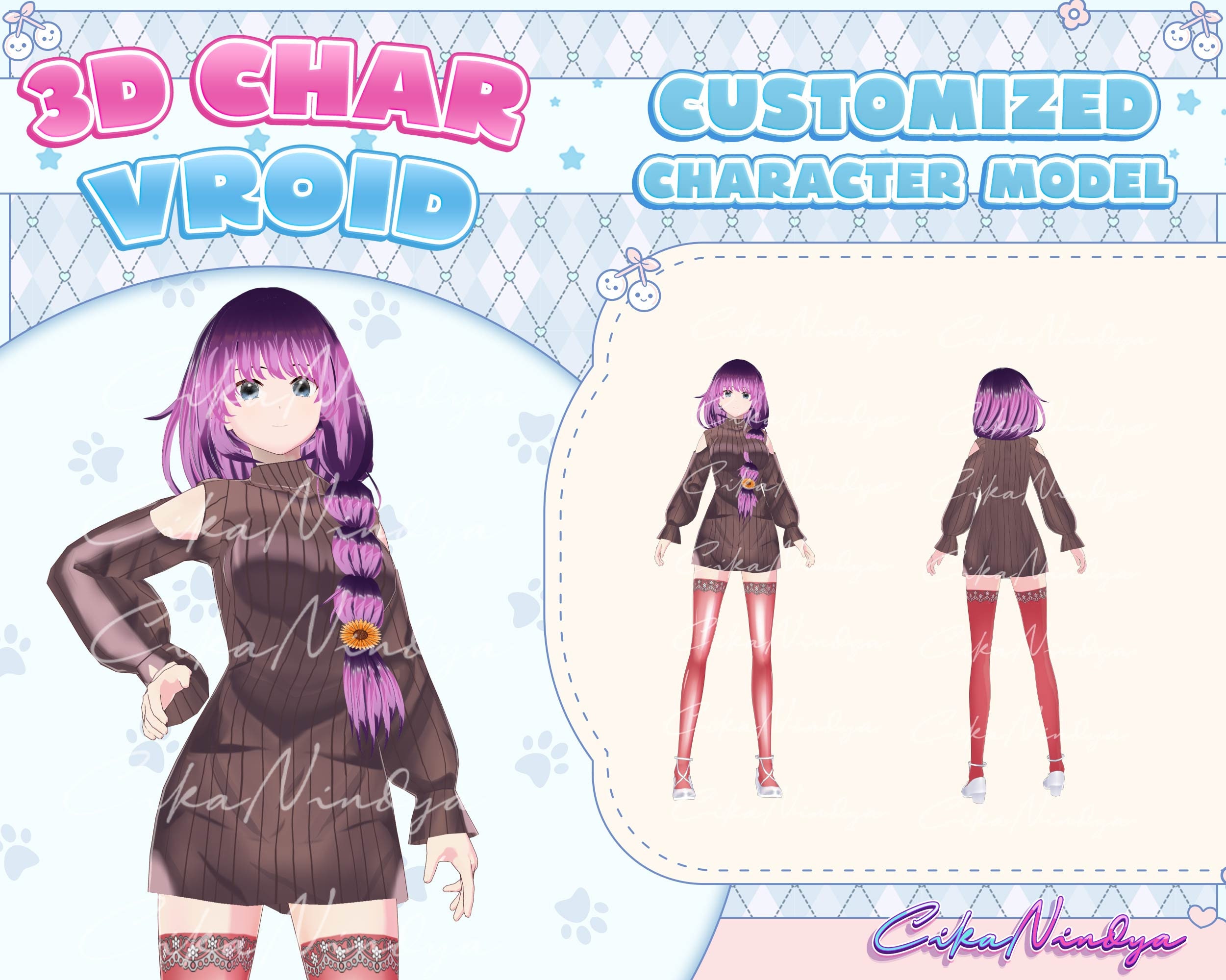 3D Vroid Character 3d Model Vtuber Model Free 3D Vtuber - Etsy UK