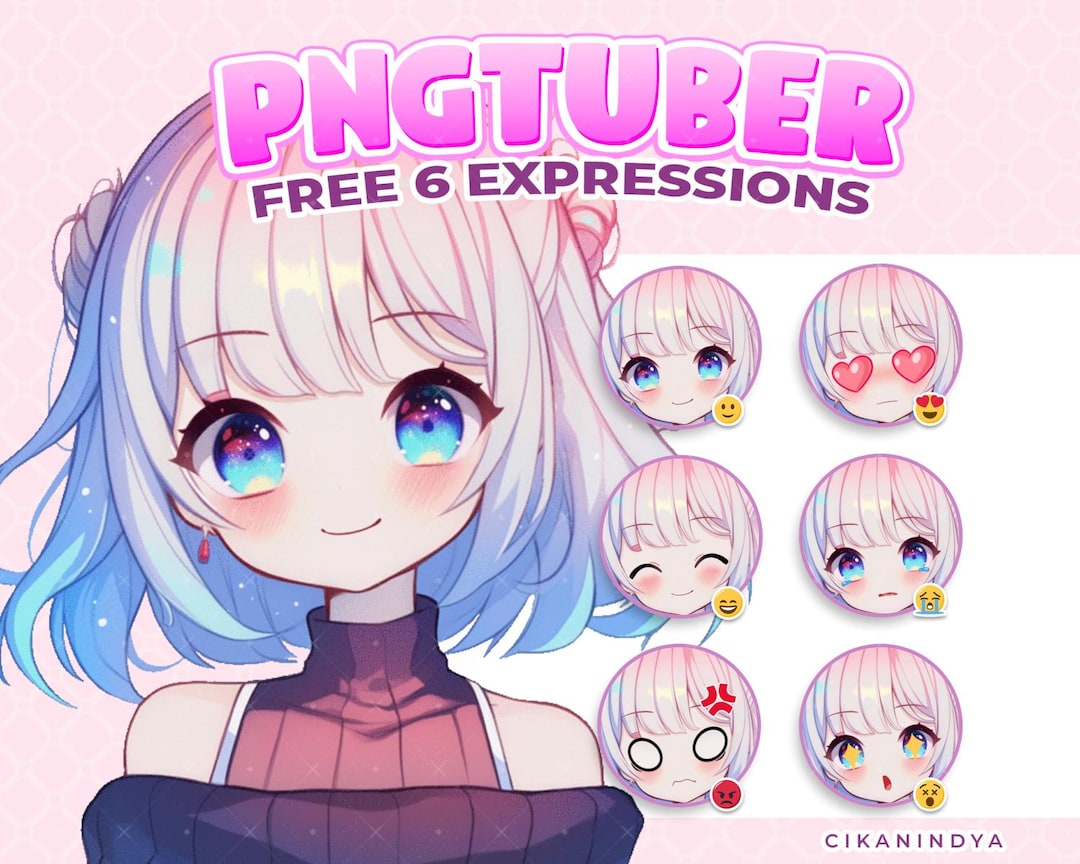 PNG Tuber | Adorable Chibi Vtuber With Galaxy Eyes and Gradient Hair ...