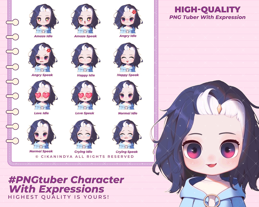 Adorable Pngtuber Avatar: 12 Poses for Streaming - Etsy