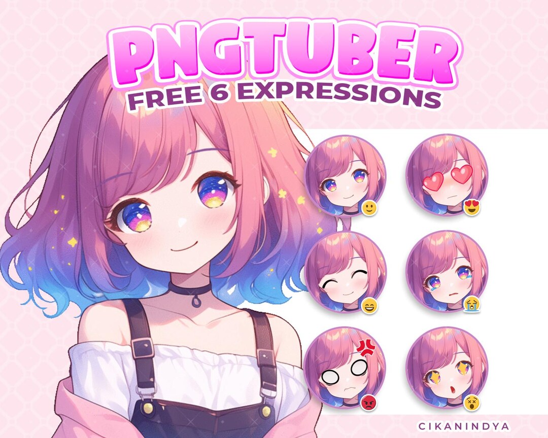 PNG Tuber | Cute Vtuber Pngtuber With Sparkling Eyes | Get 6 Poses ...