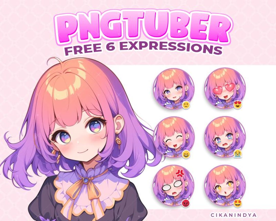 Charming Gradient Pngtuber – Premade Anime Model With Elegant Design - Etsy