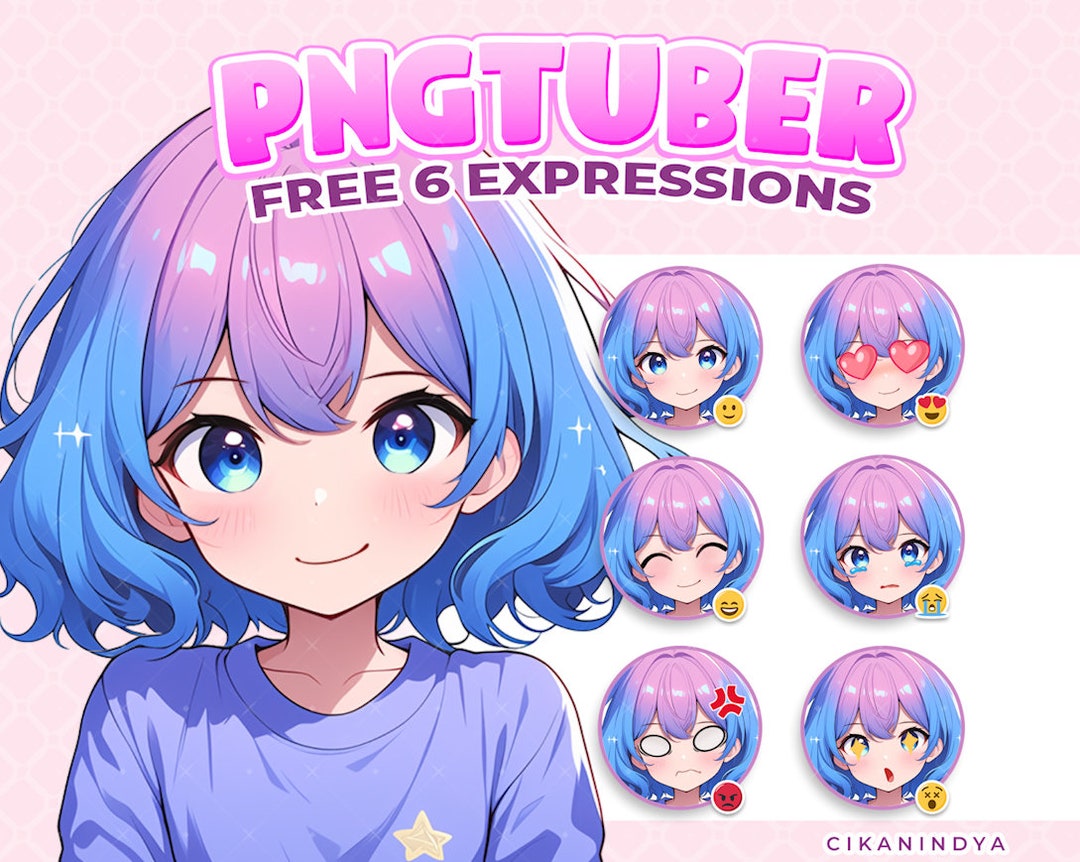 Blue Bob PNG Tuber Model | Premade Vtuber With 6 Poses - Etsy UK