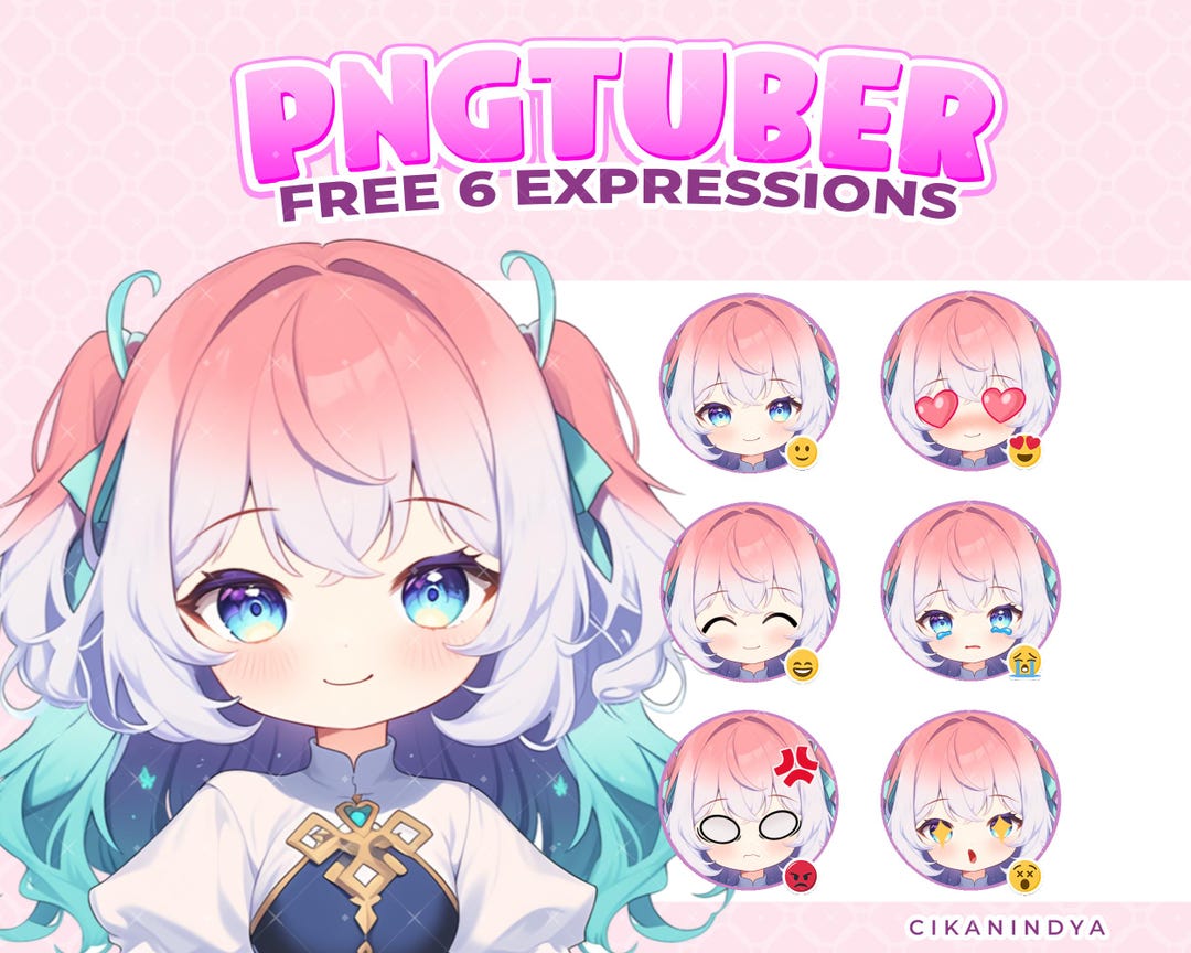Custom Pngtuber Girl – Gradient Hair and Fantasy-inspired Outfit - Etsy