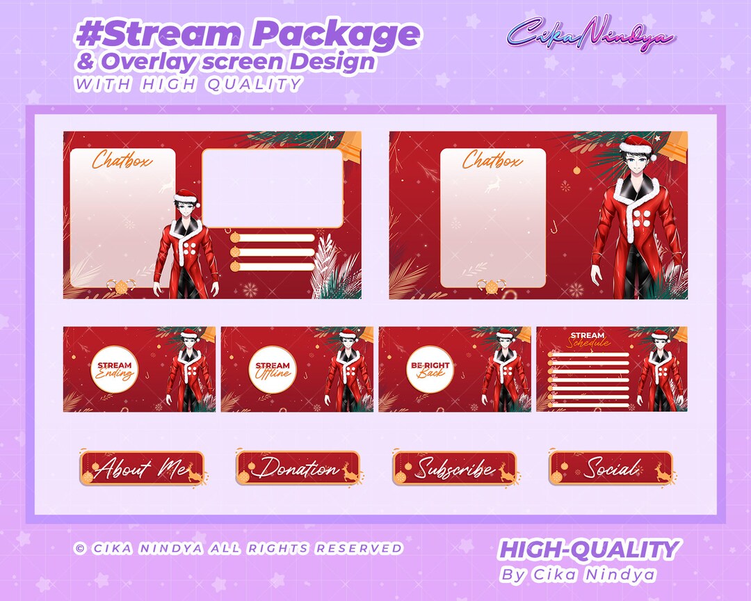 Vtuber Overlay, Virtual Overlay Set, Digital Interaction - Dynamic Overlay Package Christmas ...