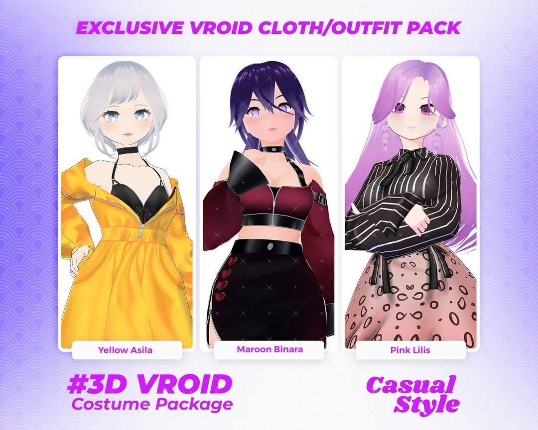 Attractive Casual Vroid Outfit Set - Vroid Clothing Pack, Avatar Style ...