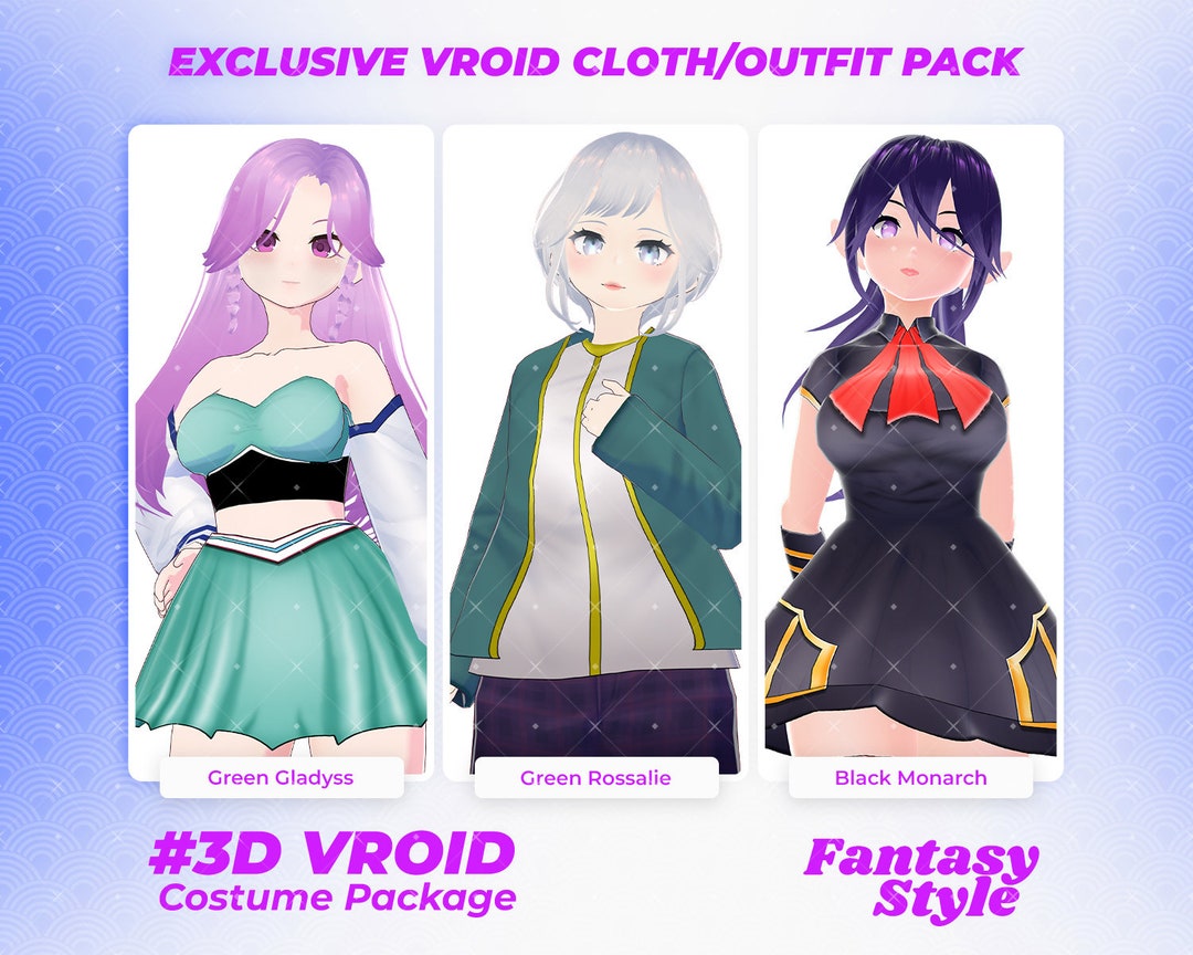 Fantasy Girl 3-in-1 Dress for Streaming - Vroid Clothing Pack, 3D ...