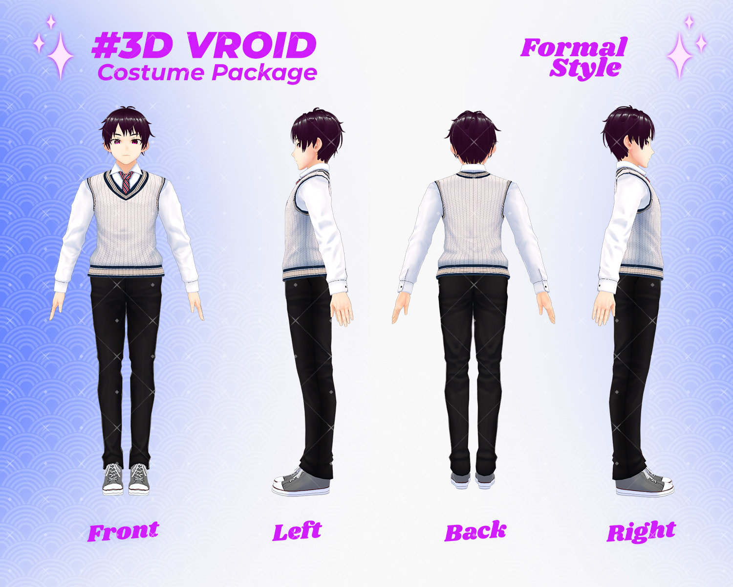 Vroid Clothing Pack, Stylish 3D Suits, Interactive Formal, Gala Fashion ...