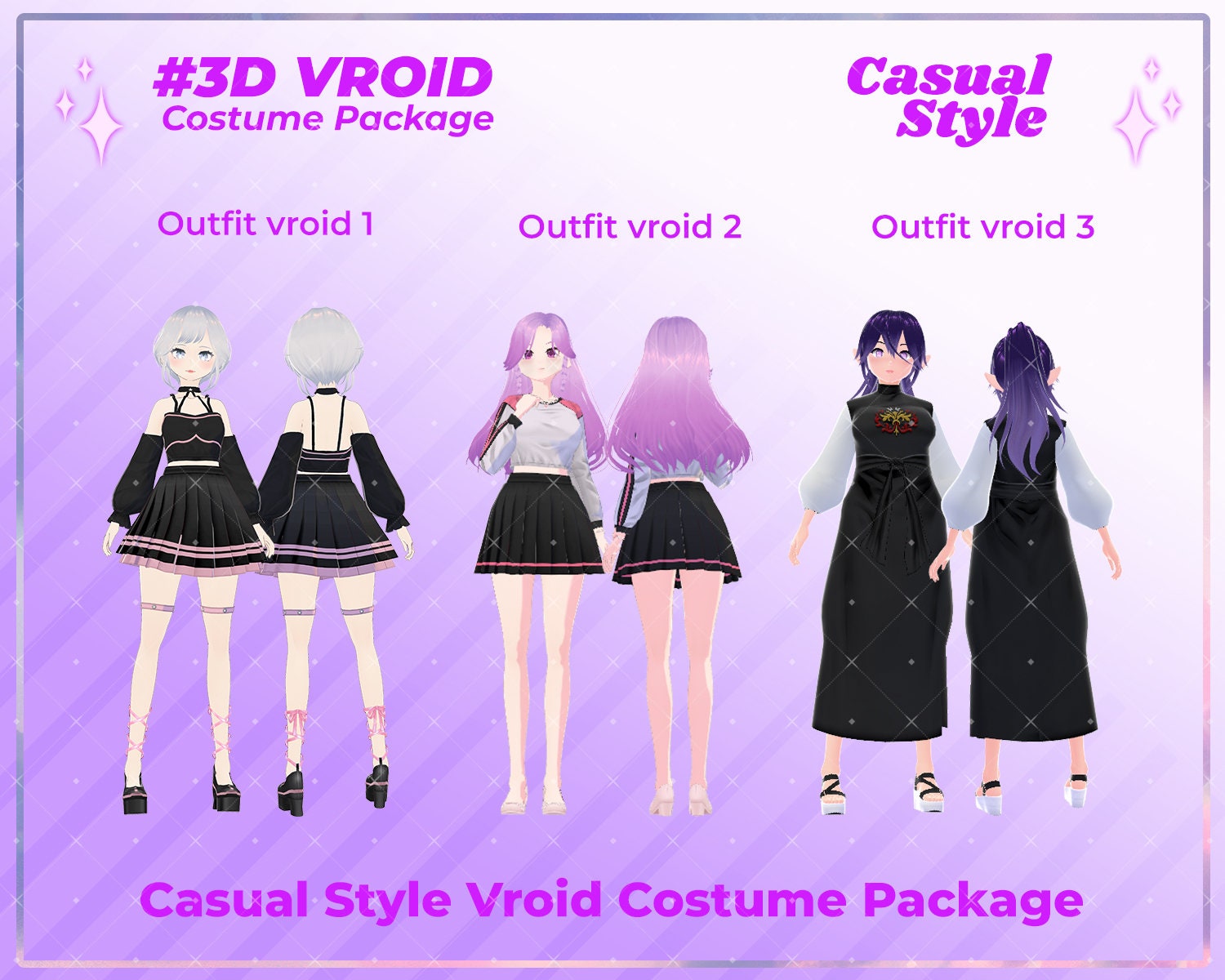 Vroid Clothing Pack 3d Clothes Vroid Sexy Clothes Cosplay - Etsy