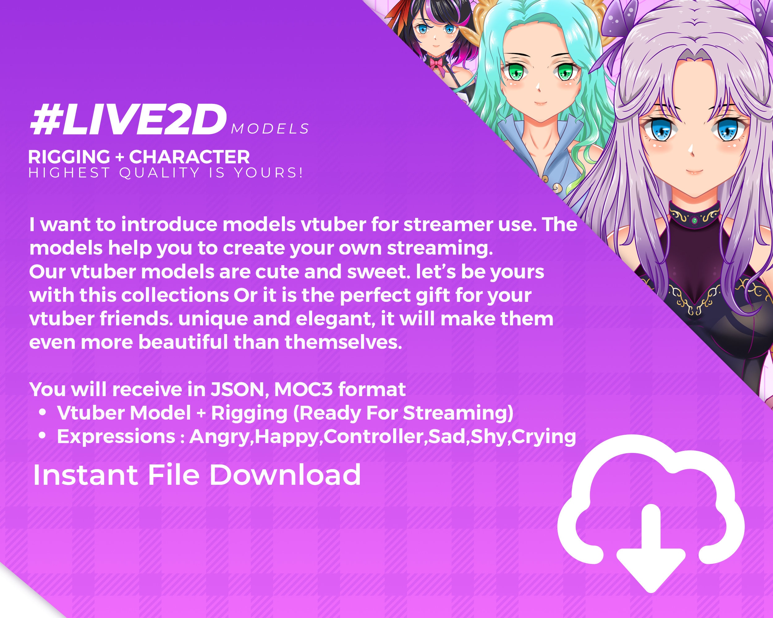 Live2d Vtuber Model: Anime Skull Girl, 3 Expressions, 4 Motions - Etsy