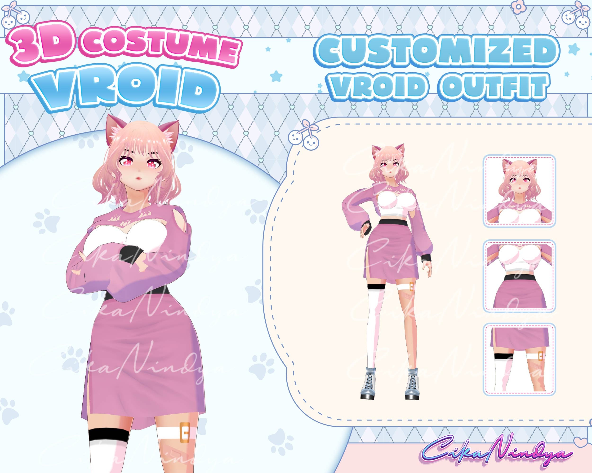 3D Vroid Costume Vroid Clothes Kawaii Clothes 3d Doll - Etsy