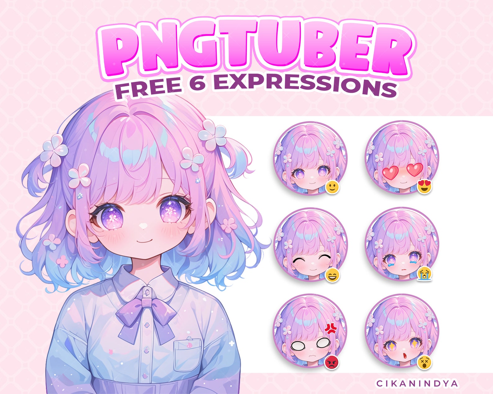 Pastel PNG Tuber Avatar: Chibi Style With 6 Poses - Etsy